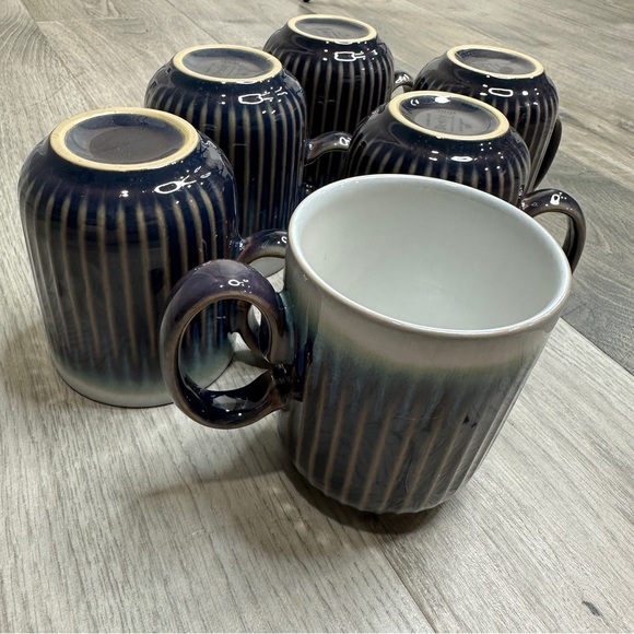 Denby | Dining | Denby Modern Blue Ribbed Stonewear Dining Coffee Mugs ...
